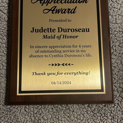 Appreciation Award Plaque for Employee Recognition - Etsy