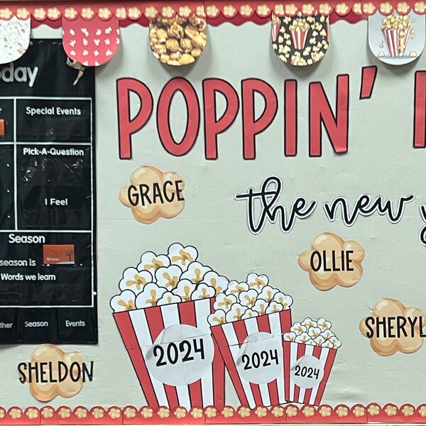 New Year Bulletin Board | Popcorn Bulletin Board | New Year Classroom ...