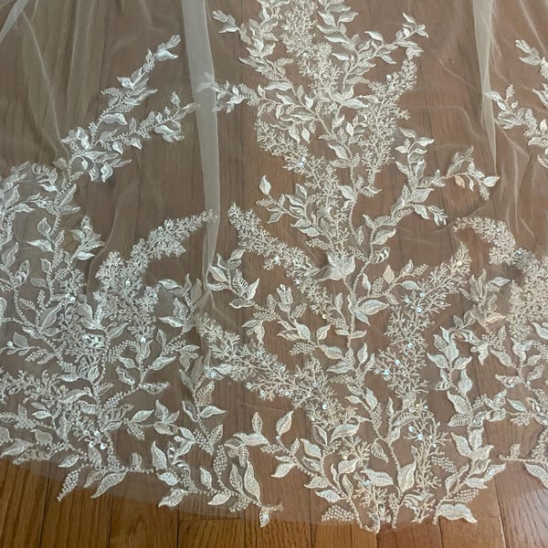 Stunning Beading Leaf Veil Gorgeous Leaf Cathedral Veil Wedding Bridal ...