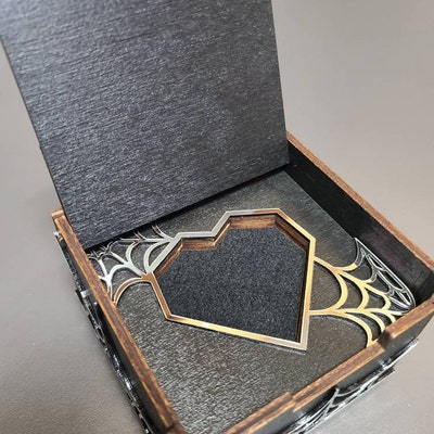 Wooden Cobweb Ring Box, Gothic Wedding Ring Box, Black Wedding Ring Box ...
