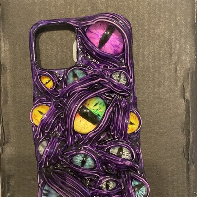 Handmade iPhone Case Glow in the Dark Purple Venom Cat Eyes Handmade ...
