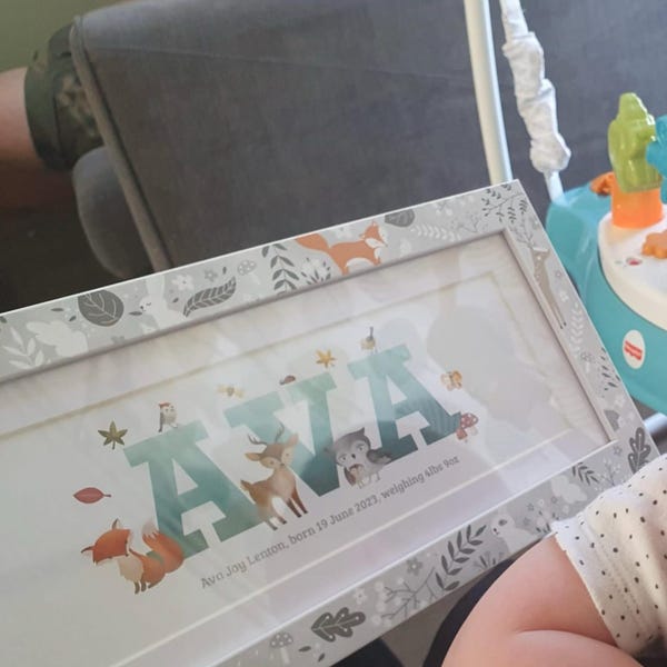 Jungle Animals Name Frame | Jungle Nursery Decor | Custom Name Print ...