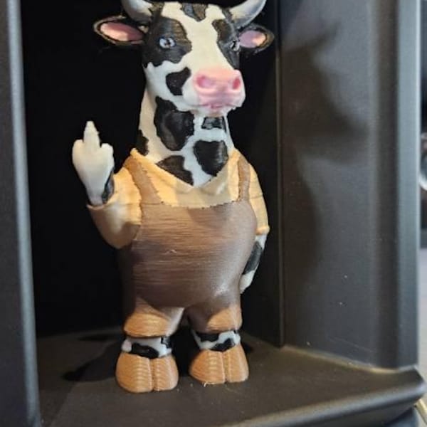 Cow Middle Finger Figurine Funny Rude Farm Animal Gift Sarcastic Desk ...