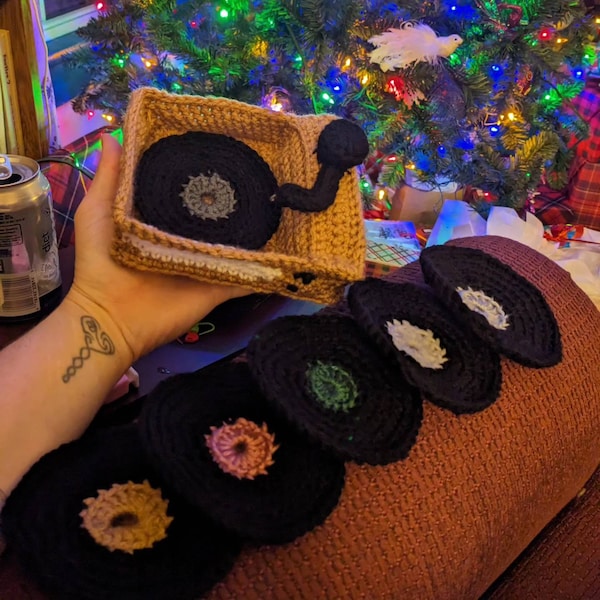 Spin Your Record Player Coasters Crochet Pattern - Etsy