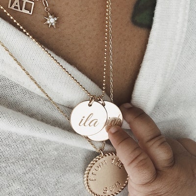 Add a Disc, Custom Engraved Disc, Handwriting Charm, Personalized Gold ...