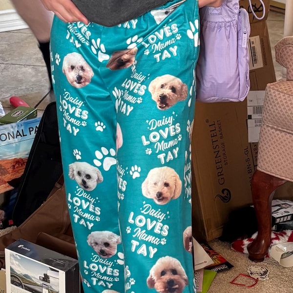 Pet Face Name Pajama Pants, Custom Pet Portrait Pajama Pants,dog ...