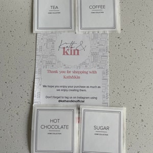 Cream Tea Coffee Sugar Labels Bundle, Waterproof & Oil Resistant ...