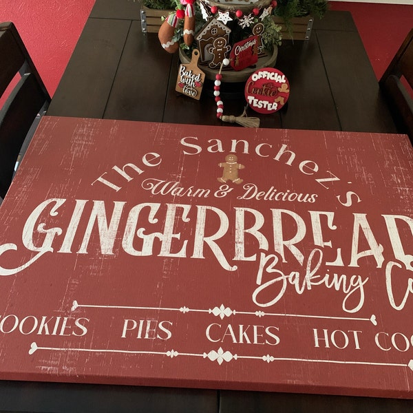 Custom Gingerbread Baking Co. Sign | Warm & Delicios | Bakery Canvas ...