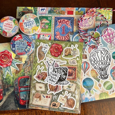 Mini Vintage Style Airmail Sticker Labels 2 Sheet Sticker Set ...