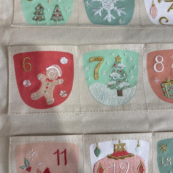 Embroidered Pocket Advent Calendar: Organic Fabric Family Tradition - Etsy