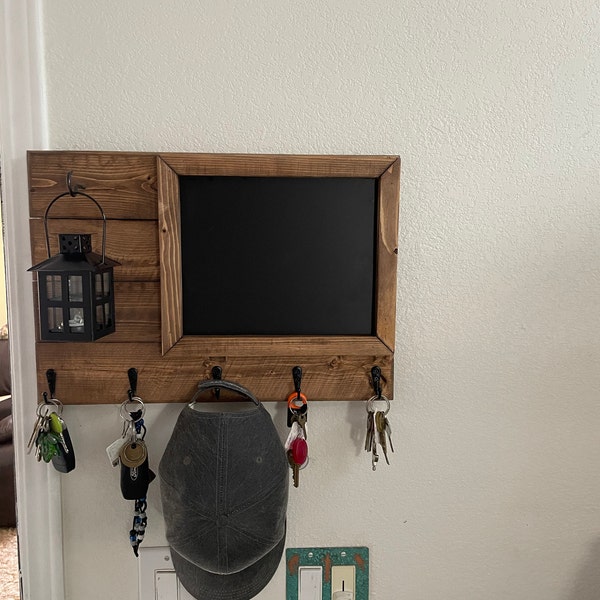 Chalkboard Key Holder, Rustic Key Holder, Chalkboard , Rustic Wood ...