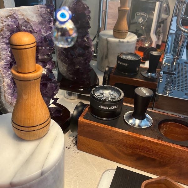 Walnut Wood Striped WDT Tool With Stand, Food Contact Compliance ...