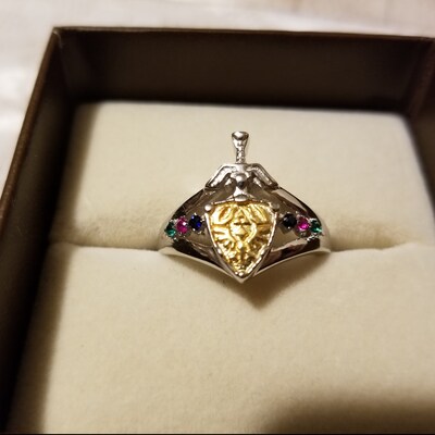 Unisex Ring Zora Sapphire Goron Ruby Kokiri Emerald Master Sword Hylian ...
