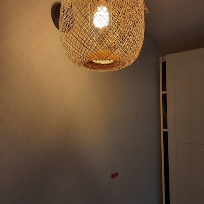 Black Bamboo Pendant Light Fish Trap Lamp Hive Basket - Etsy
