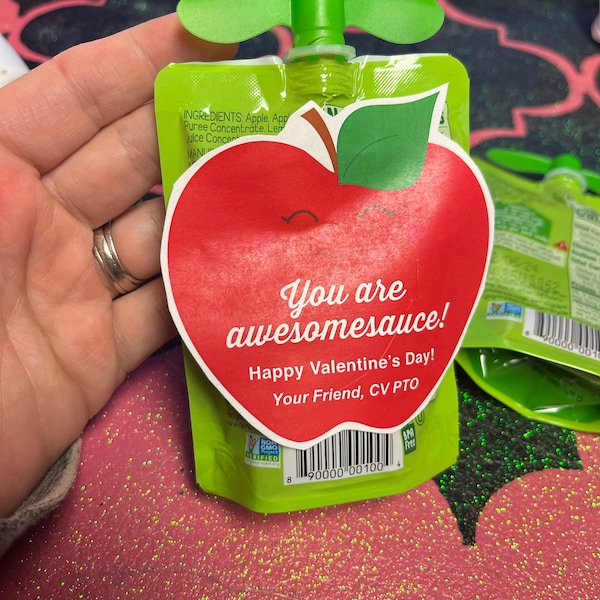 Awesomesauce Applesauce Valentine - Classroom Valentine, Kids Valentine ...