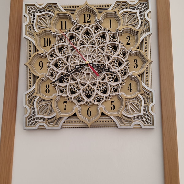 Laser Cut Multi-layer Clock Svg Dxf, Mandala Clock Svg, 3d Svg Clock ...