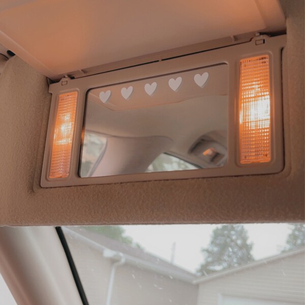 Heart Car Mirror Decal, Car Mirror Sticker, Rear View Mirror Decal, Car ...