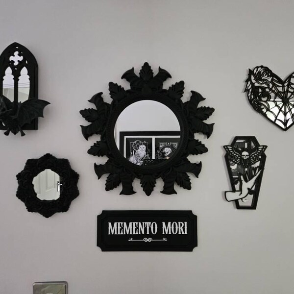 Unique Gothic Arch Window Mirror Vampire Bat Wall Décor Halloween Home ...