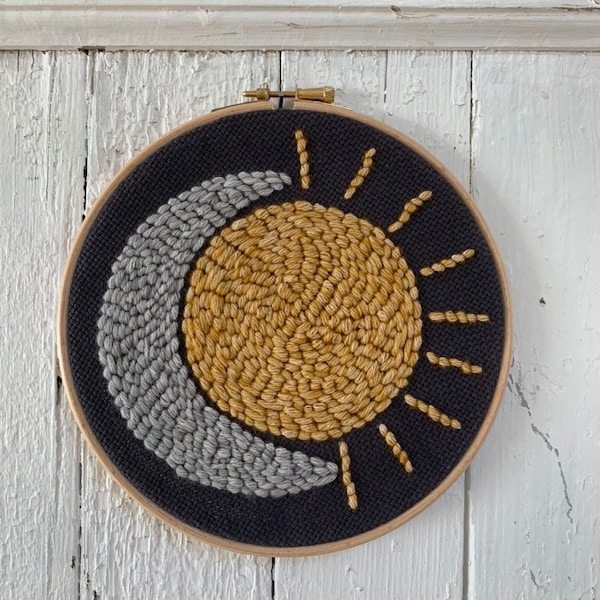 Beginner Punch Needle Kit (celestial Hoop, Sun and Moon, Eco-friendly ...