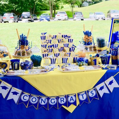 Royal Blue Graduation Party Decorations 2024, Blue Graduation Banner ...