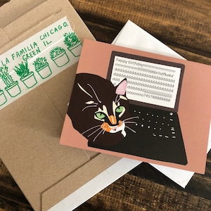 Cat on Keyboard Birthday Card - Etsy