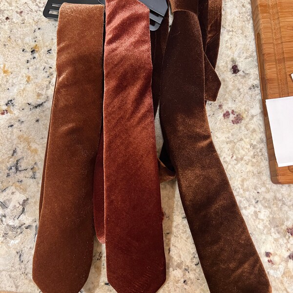 RUST Wedding Velvet Tie, Men’s Ties, Vintage Men’s Tie, Rust Bow Tie ...