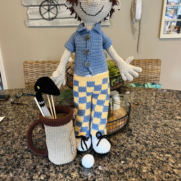 Golfer George, Amigurumi Doll Crochet Pattern, Crochet Doll Pattern ...