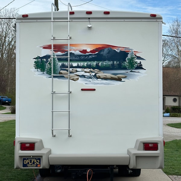 1 RV Trailer Motorcoach Mountain Scene Decal Graphic-930-2 - Etsy