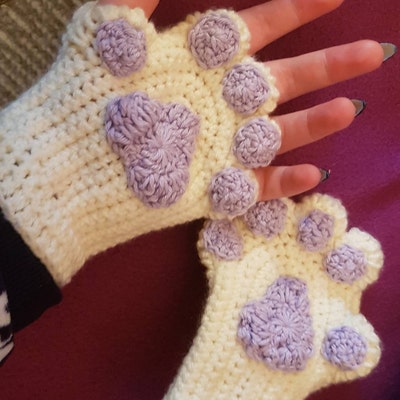 Crochet Pattern, Paw Print Fingerless Glove, Kitten Mitten PDF ONLY - Etsy