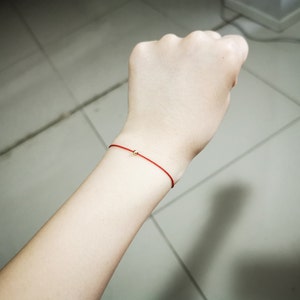 14k Gold Red String Bracelet, Beaded Ball Bracelet, Silk Cord Red ...