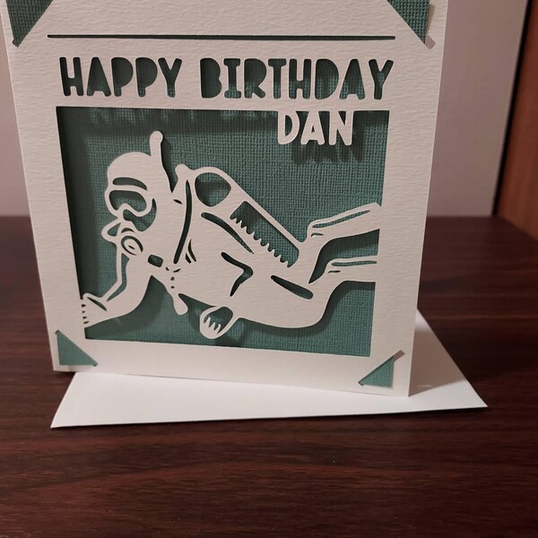 Diving Happy Birthday Personalised Papercut Card, Happy Birthday Card ...