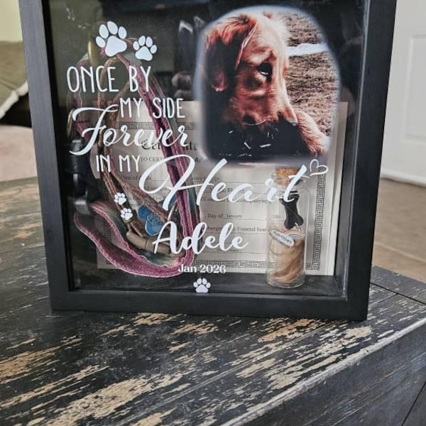 Personalized Memorial Pet Shadow Box With Pet Portrait Photo, Pet ...