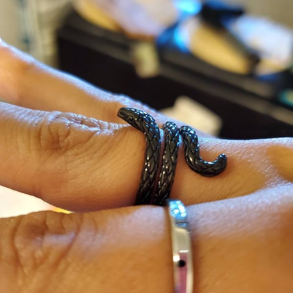 Mens Ring - Thin Gold Snake Ring Men - 18K Gold Mens Snake Signet Ring ...