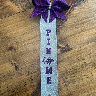 Pin Me Cheer Ribbon Neon Pink Pin Me Bow Clip Cheer Pins Cheer Bow Bag ...