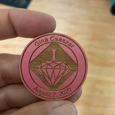 Personalized NA Chip. Pink Stained Alder Wood Narcotics Anonymous ...
