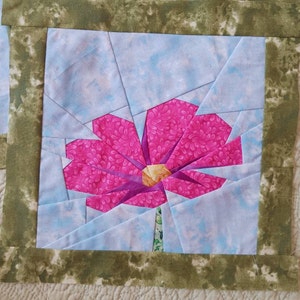 Cosmos Quilt Block Pattern, Wildflower Series, PDF Download, Foundation ...