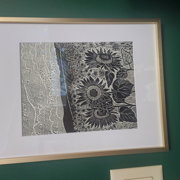 Song of Spring Linocut in Yellow Ochre,lily of the Valley Linoprint ...