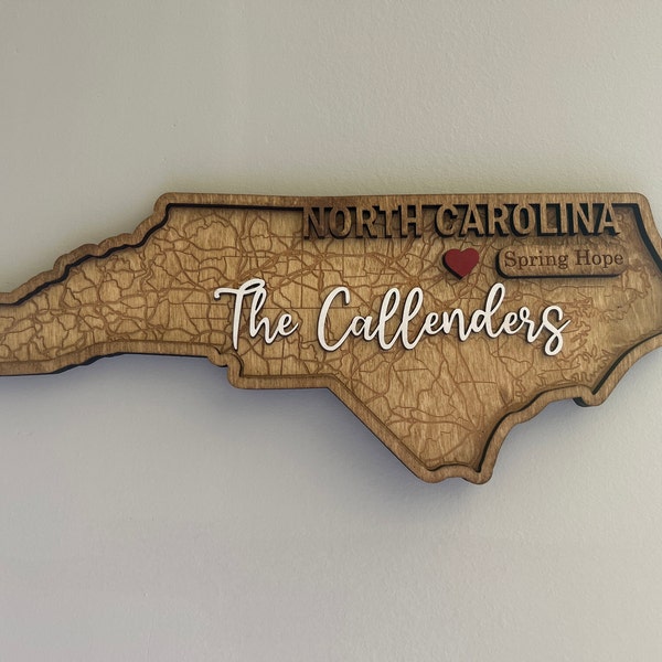 Wood State Sign With Heart Personalized Home State Sign Road Map Sign ...