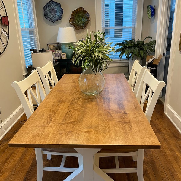 HUNTER Custom Rustic Trestle Farmhouse Table | Rustic Truss Farm House ...