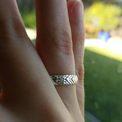 Sterling Silver Snake Skin Pattern Ring Silver Stacking Ring - Etsy