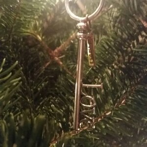 Personalized Ornament: LOVE Skeleton Key Rustic Silver Our - Etsy