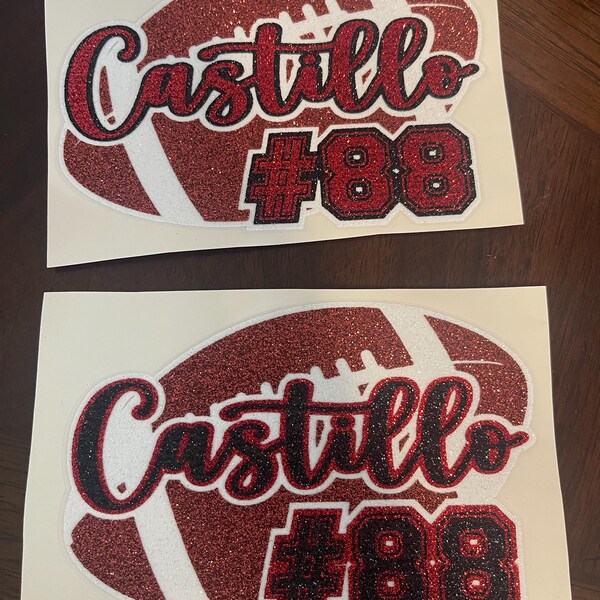 Custom Glitter Football Team Stickers & Magnets - Name and Number ...