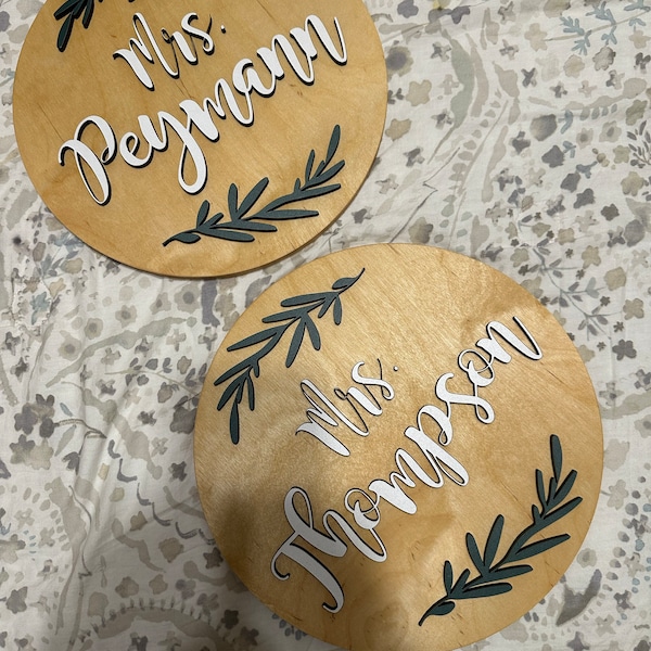 Teacher Name Sign, Teacher Appreciation Gift, Round Teacher Sign, Door ...