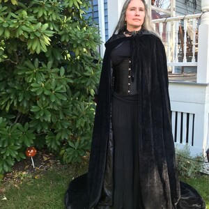 BLACK Wizard Robe With Hood Sleeves Fashion Velvet Costume, for ...