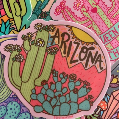 Arizona Sunset Decal Laptop Stickers Cacti Prickly Pear - Etsy