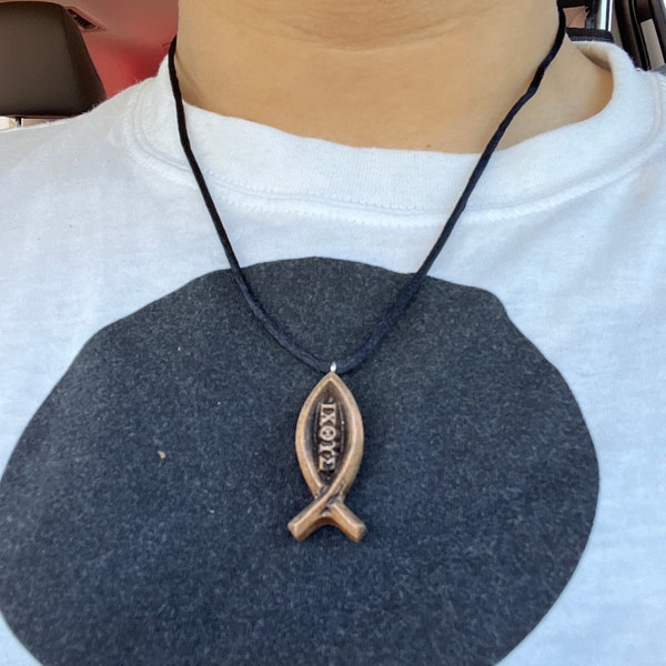 Ichthus Fish Symbol Necklace | Minimalist Christian Faith Pendant ...