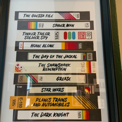 Personalised Retro Video Tape Print / Poster Add Your Favourite Movies ...