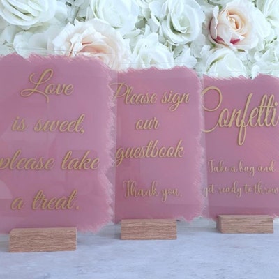 Acrylic Wedding Sign, Wedding Favour Sign, Acrylic Painted Wedding Sign ...
