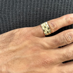 10k Solid Gold Personalized Custom Name Two Double Finger Nugget Ring ...