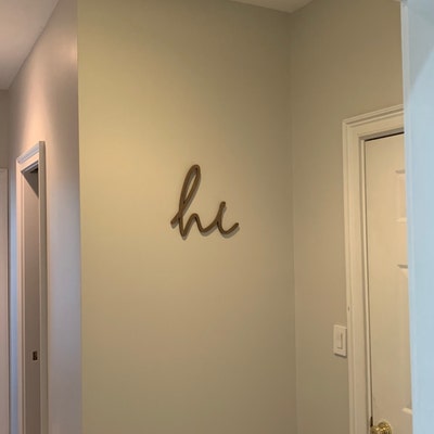 HI Sign, Wall Deocr, Front Door Sign, Greetings Sign, Wood Sign, Spring ...